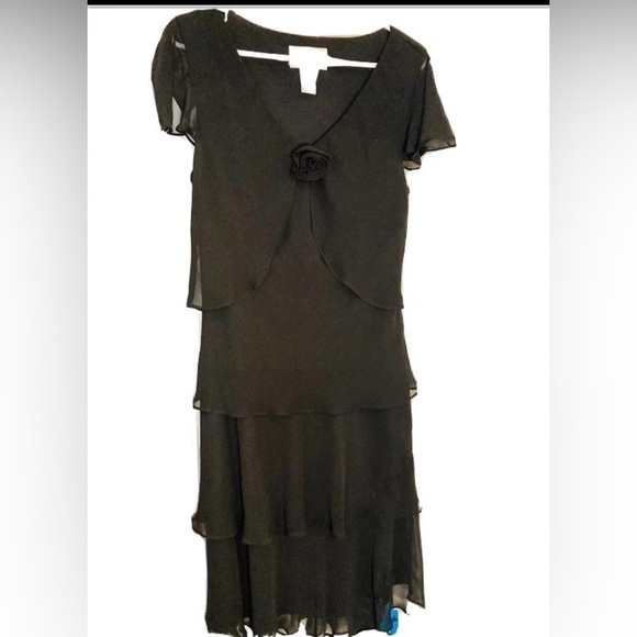Dani Max | Dresses | Dani Max New Years Black Tiered Dress Sheer Cap ...